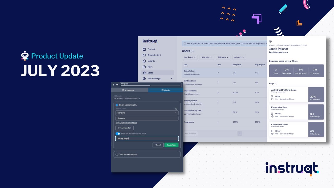 Product Update July 2023 - What’s New in Instruqt